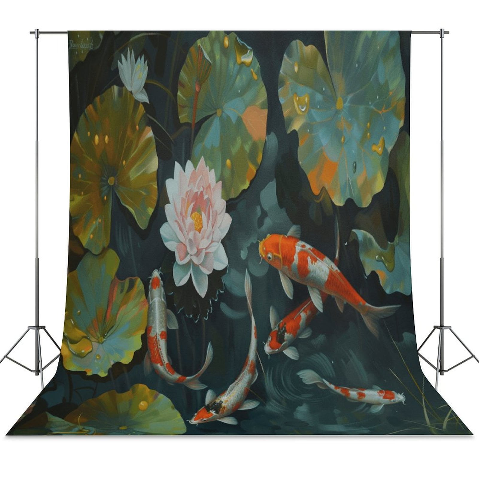 Lucky Koi Fish Lotus Leaf Spring Backdrop Backdrops for Photography Photo Background Nature ...
