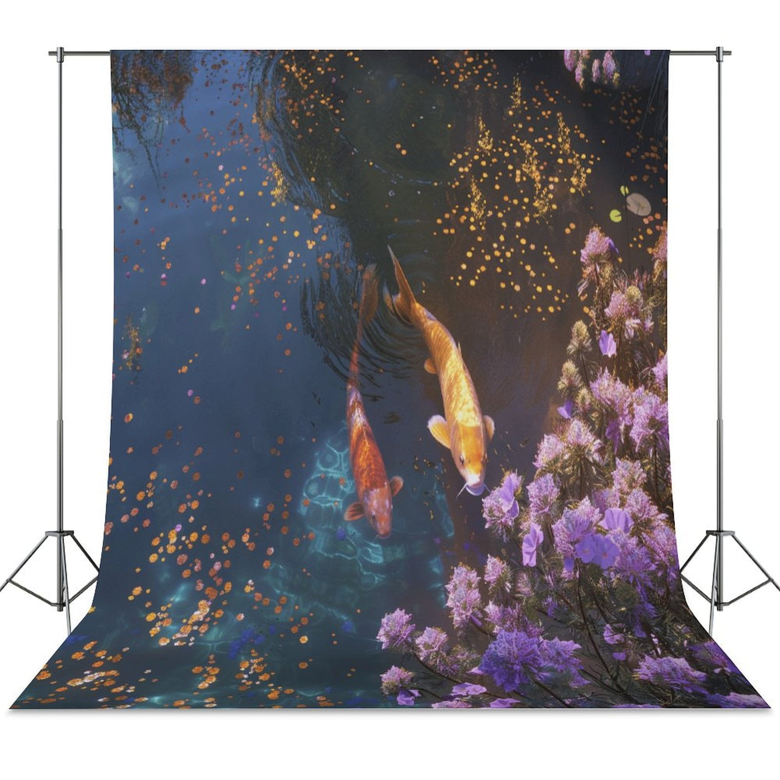 Lucky Koi Fish Lotus Leaf Spring Wall Backdrop Background Floral Backdrops 5x7FT - Walmart.com