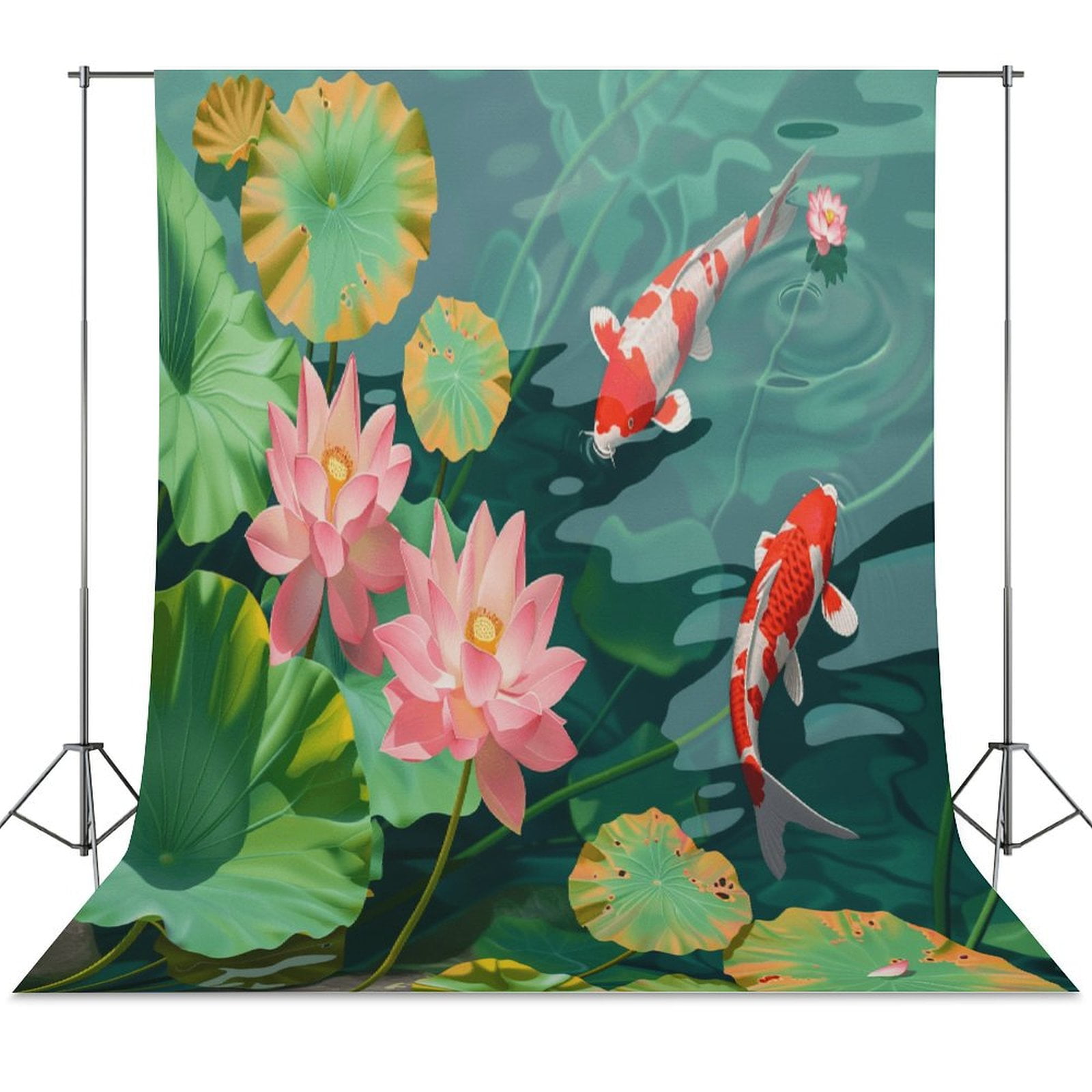Lucky Koi Fish Lotus Leaf Spring Wall Backdrop Background Floral Backdrops 5x7FT - Walmart.com