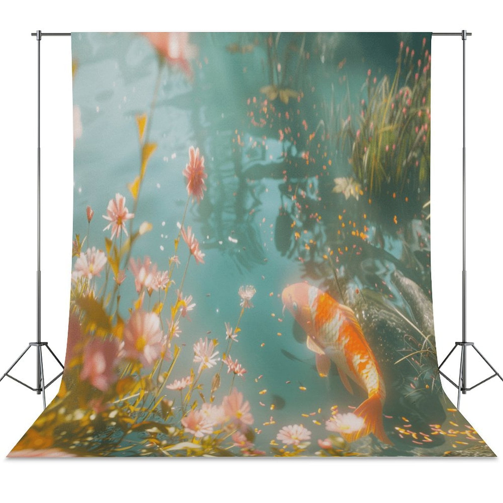 Lucky Koi Fish Lotus Leaf Spring Wall Backdrop Background Floral Backdrops 5x7FT - Walmart.com