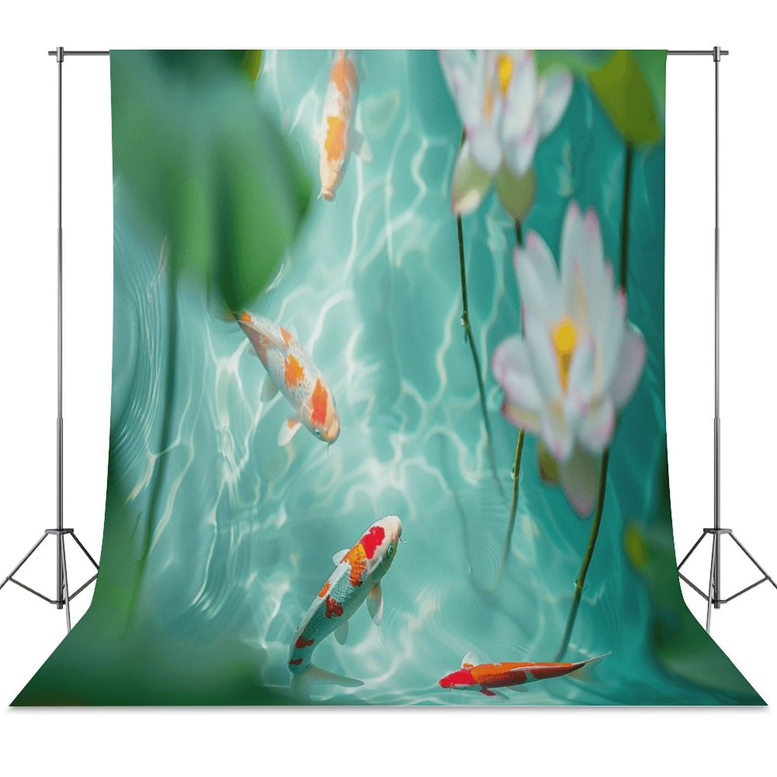 Lucky Koi Fish Lotus Leaf Spring Wall Backdrop Background Floral Backdrops 5x7FT - Walmart.com