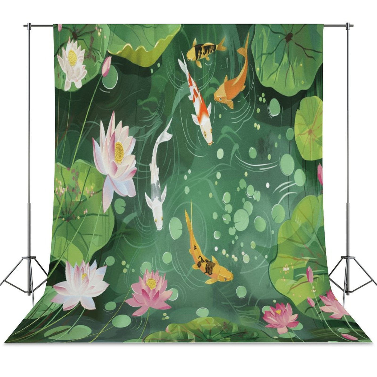 Lucky Koi Fish Lotus Leaf Spring Wall Backdrop Background Floral Backdrops 5x7FT - Walmart.com