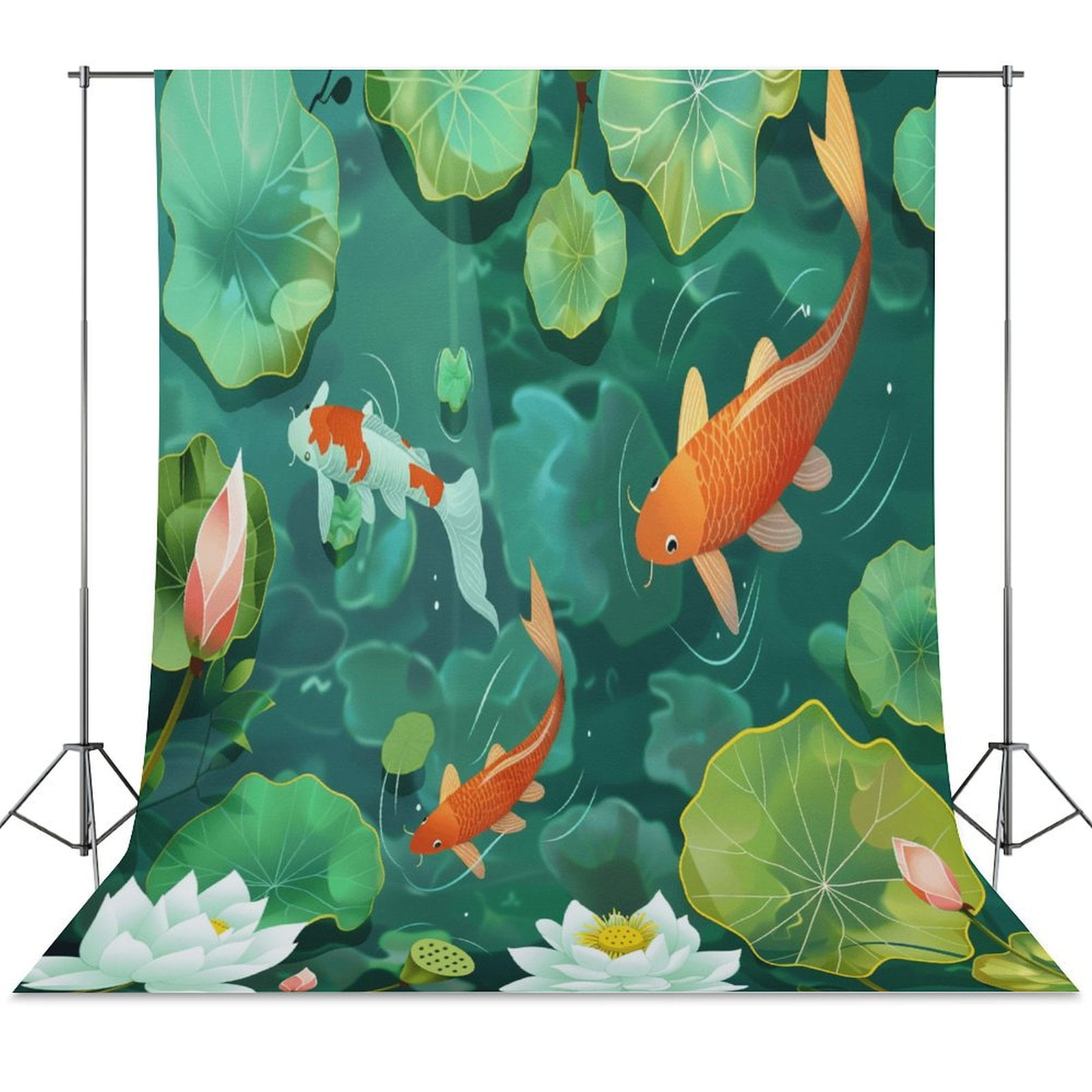 Lucky Koi Fish Lotus Leaf Spring Wall Backdrop Background Floral Backdrops 5x7FT - Walmart.com