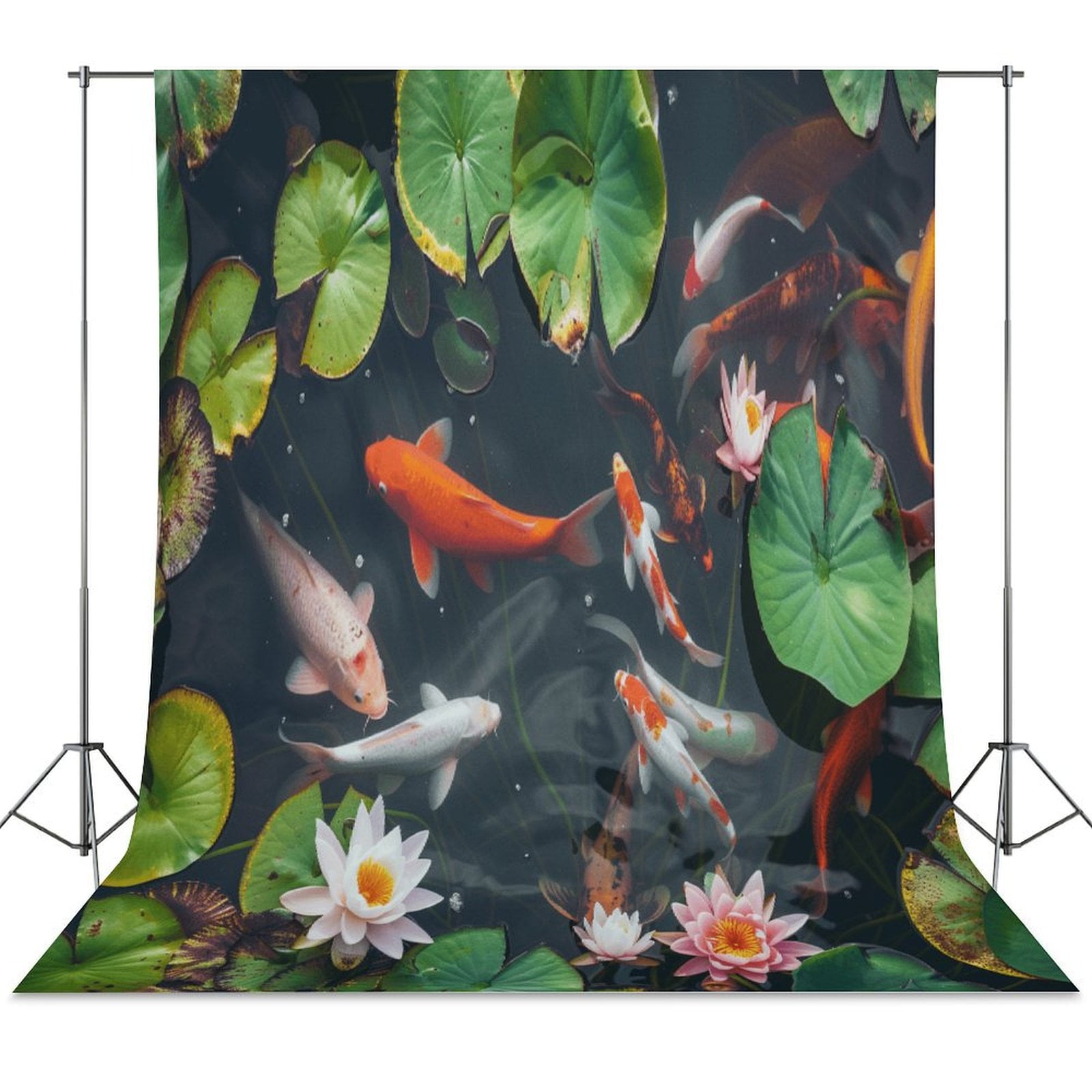 Lucky Koi Fish Lotus Leaf Spring Wall Backdrop Background Floral Backdrops 5x7FT - Walmart.com