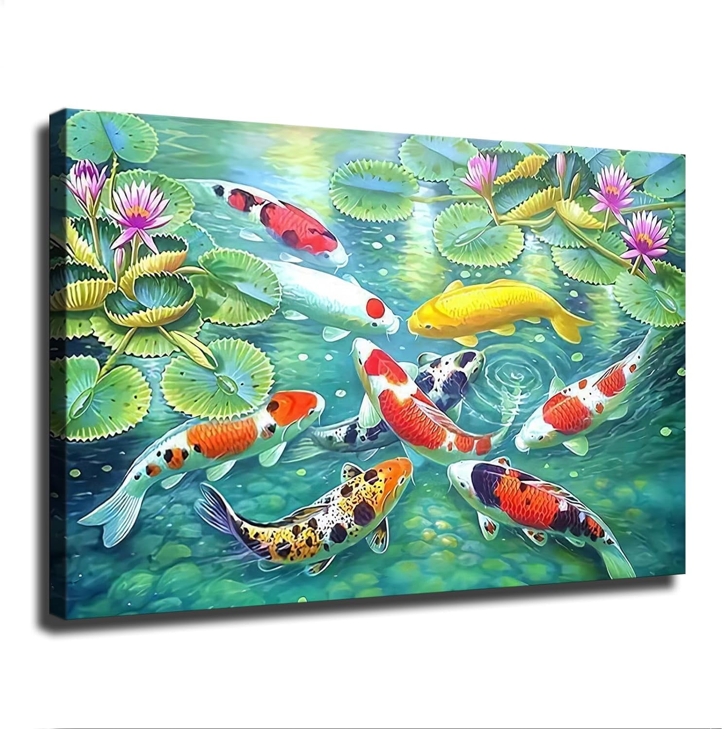 Lucky Koi Fish Poster Modern Aesthetic Background Wall Canvas Wall Art ...