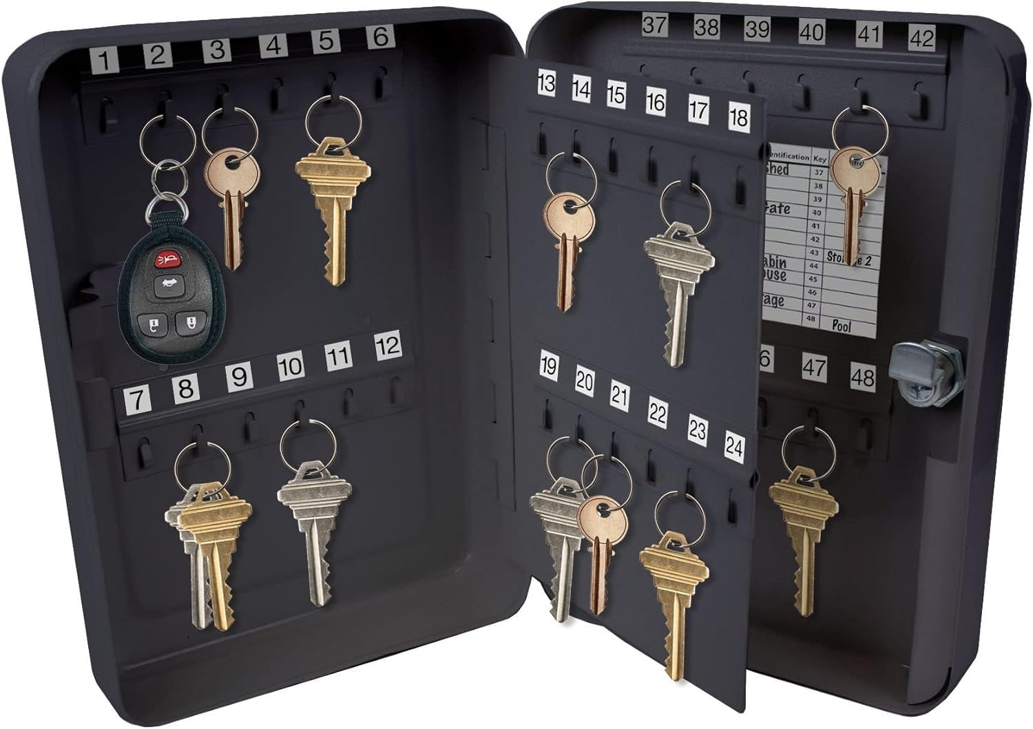 Lucky Line Metal Locking Key Cabinet, 48 Hook, Black - Walmart.com