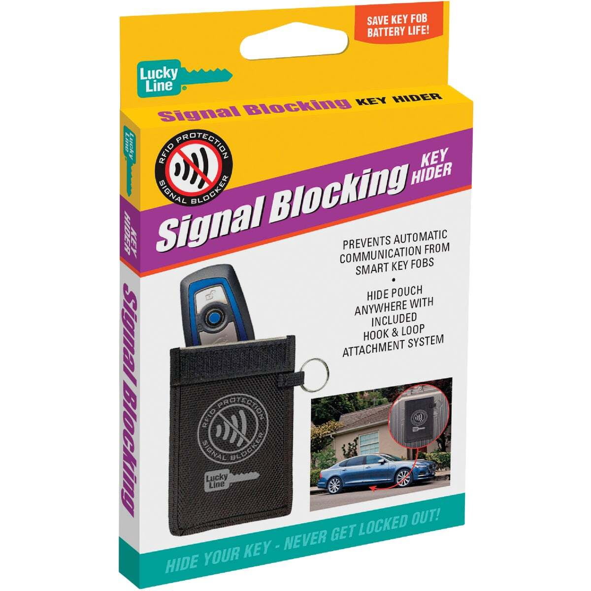 Lucky Line Signal Blocking Key Hider - Nylon Black Spare Key Holder and ...