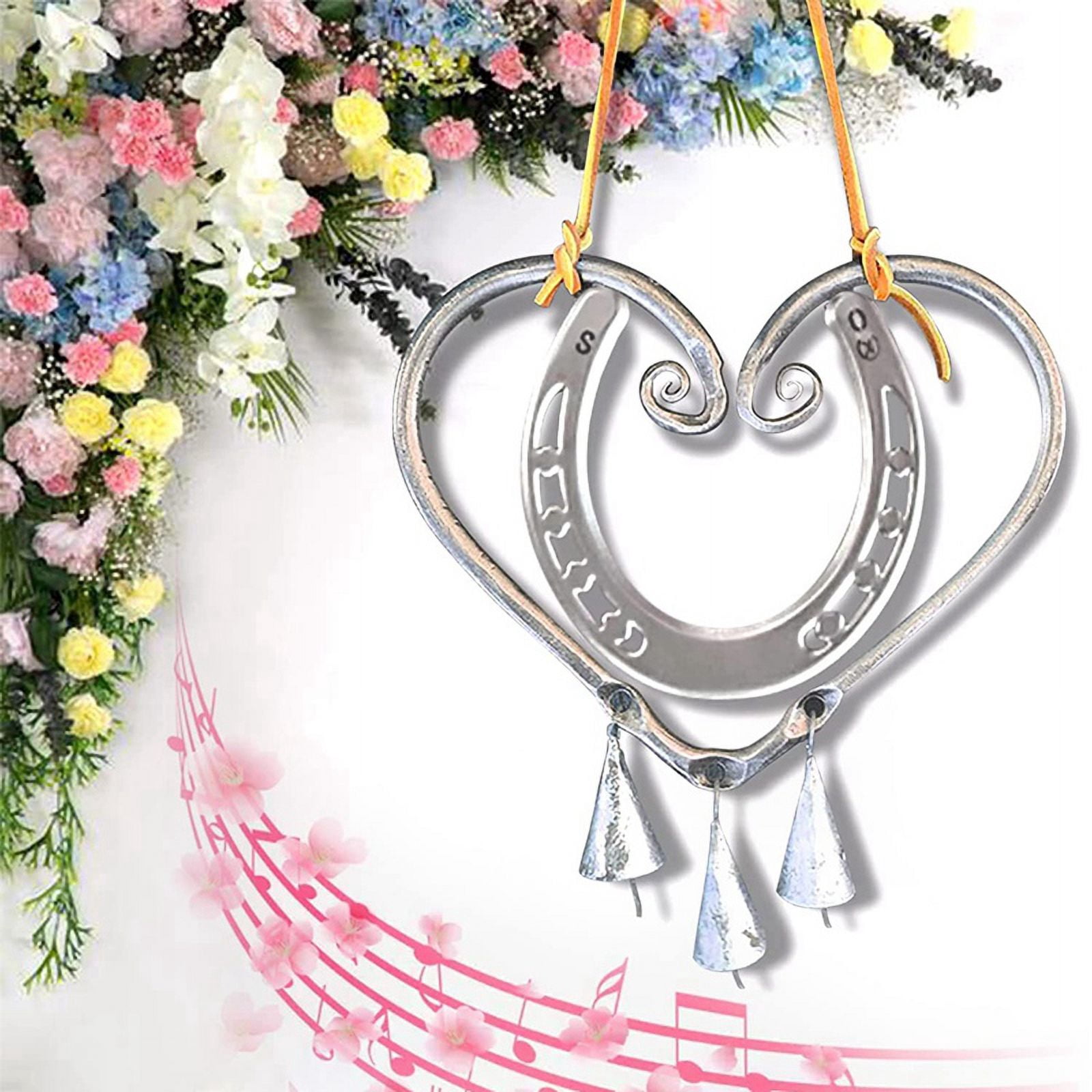 Lucky Love Wind Chime with Steel Nails, Horseshoe Retro Chime, Heart ...