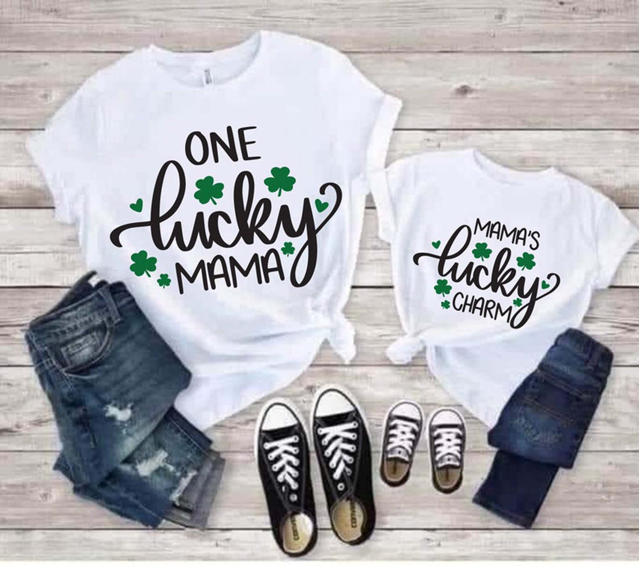 Lucky Mama and Lucky Charm SVG Bundle, Matching Shirts, Lucky SVG ...