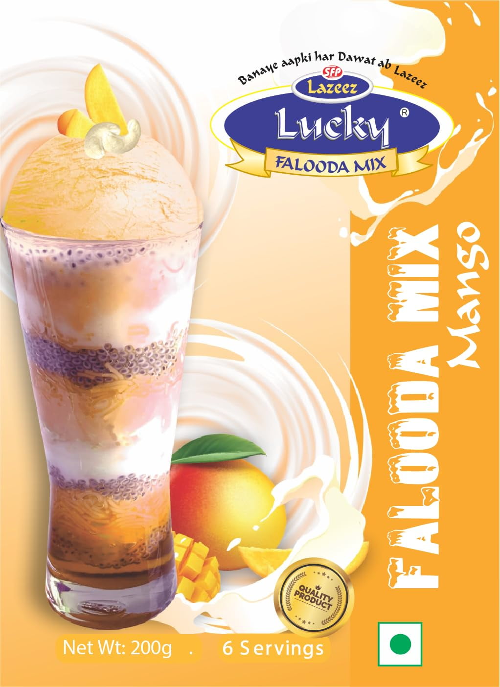 Lucky Masala Falooda Mix Mango Flavor 200 gm Pack of 4 - Walmart.com