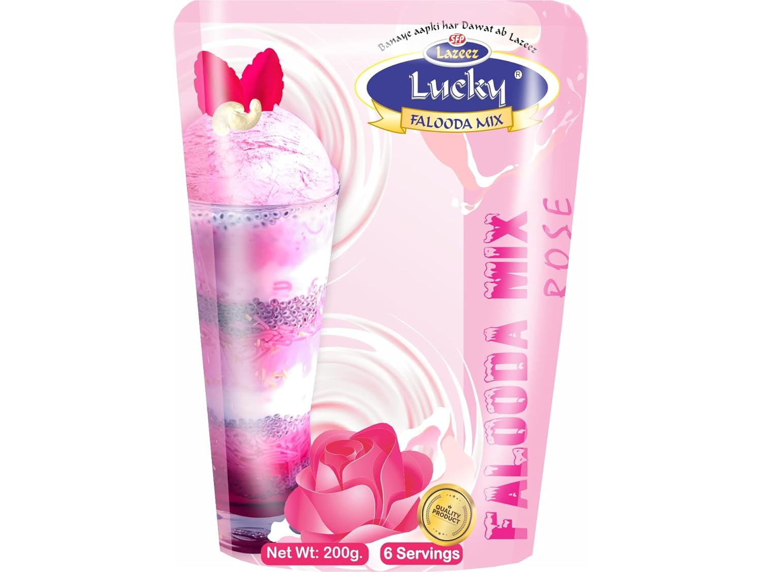 Lucky Masala Falooda Mix Rose Flavor 200 gm Pack of 4 - Walmart.com