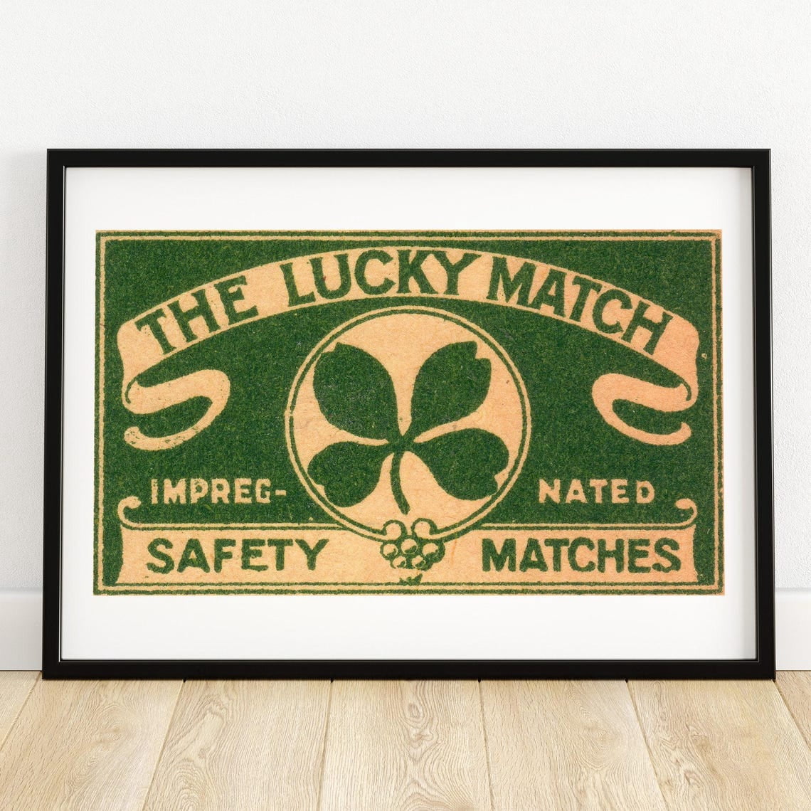 Lucky Matchbox Art Print Vintage Safety Matches Advertisement Four Leaf ...