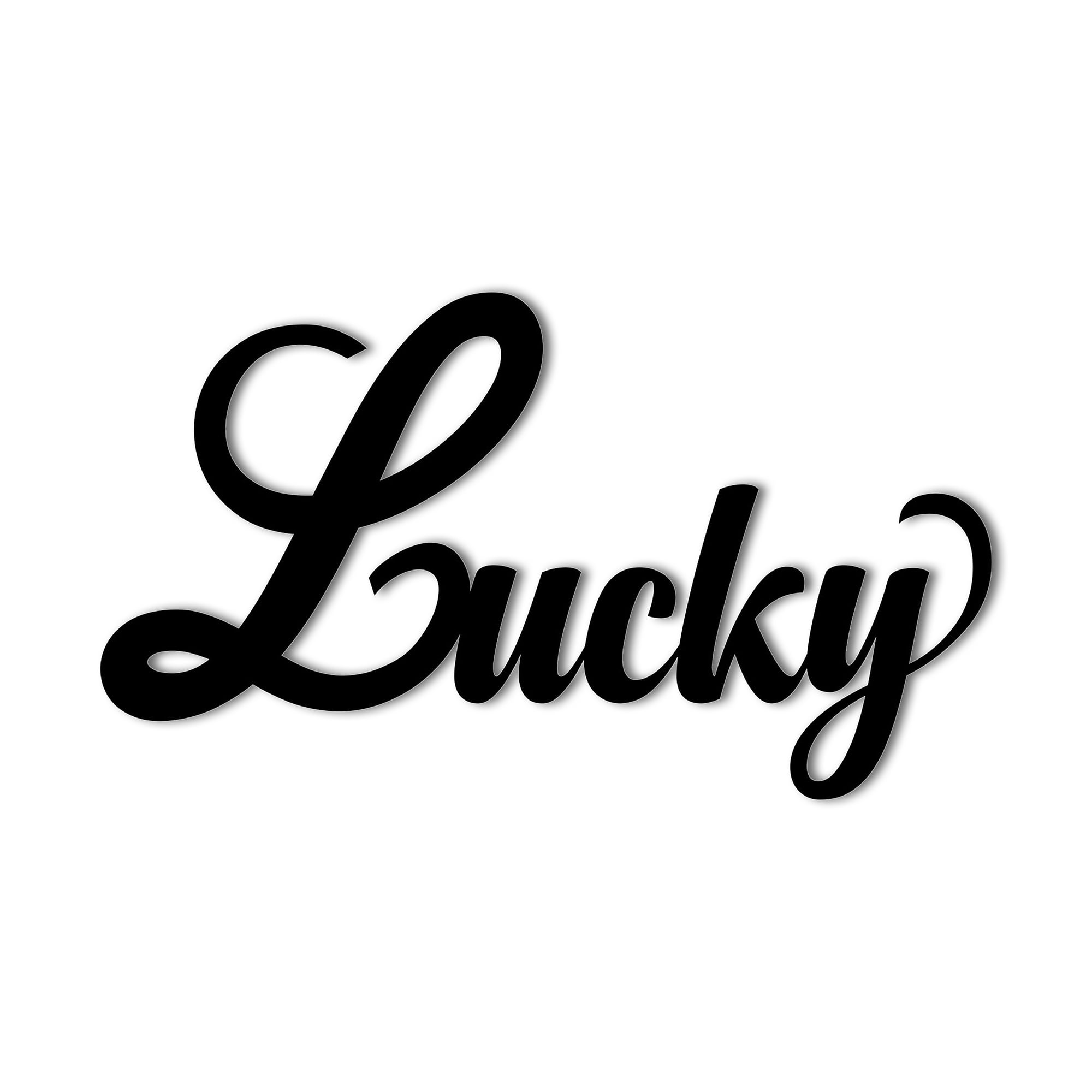 Lucky Metal Wall Sign in Script | Metal Home Decor Decorative Accent ...