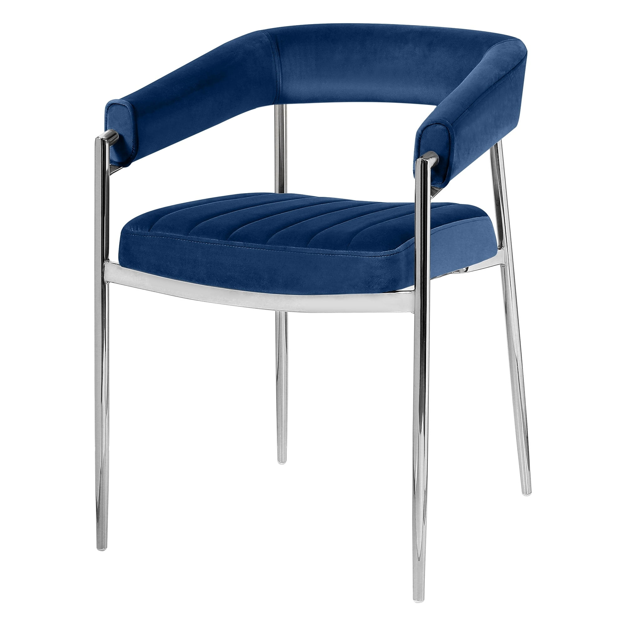 Lucky Monet Velvet Dining Chair Arm Chair with Chrome Metal Legs Single ...