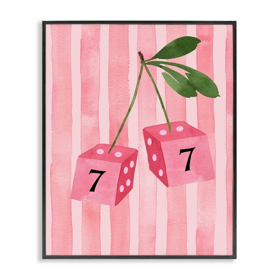 Lucky Number 7 Cherry Dice Black Framed Giclee Art, design by Nina ...