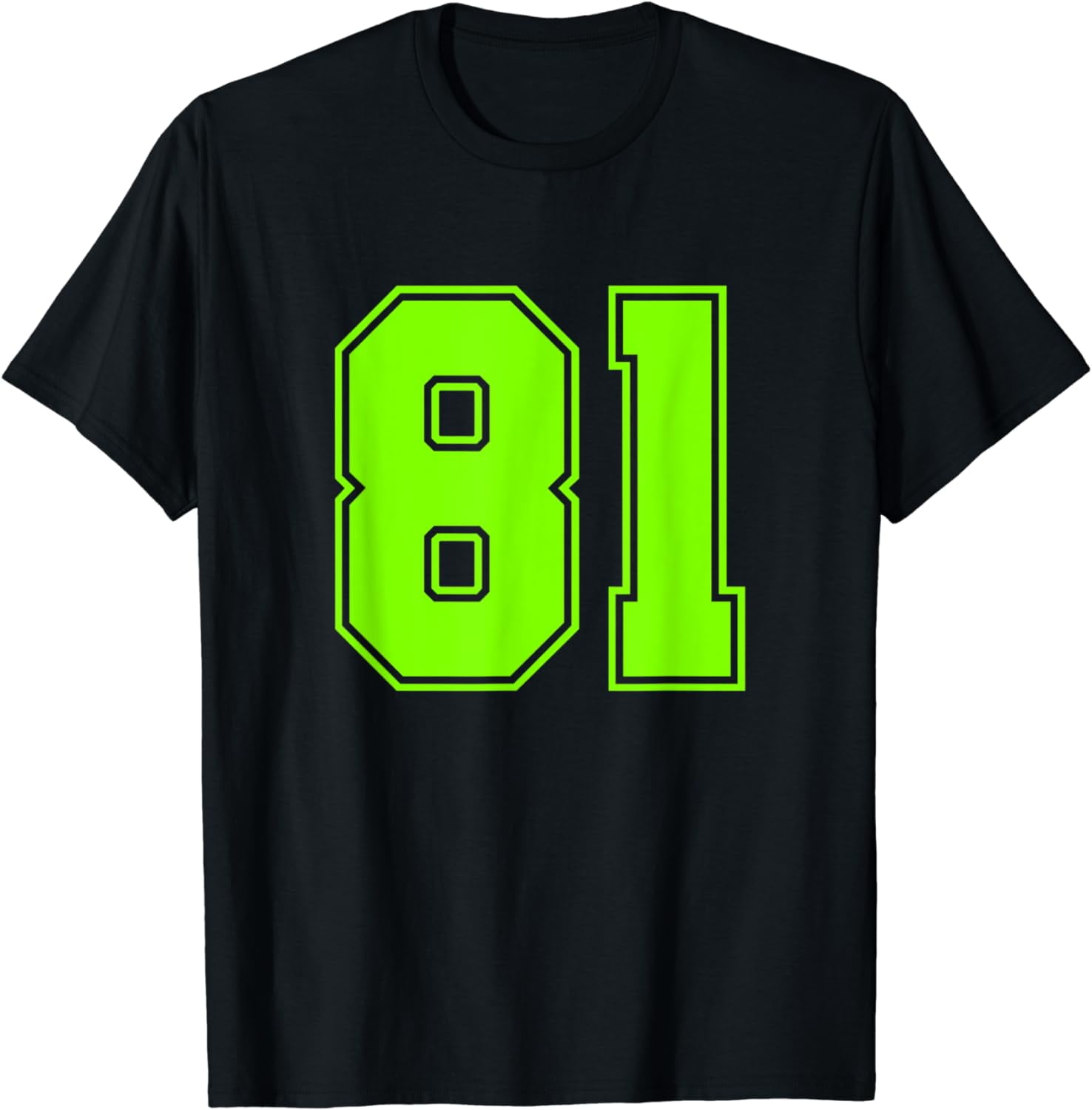 Lucky Number #81 Bright Green | Sports 81st Birthday Jersey T-Shirt ...