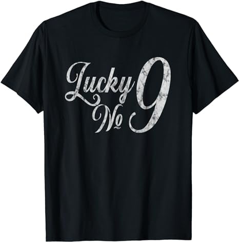 Lucky Number Nine TShirt | No. 9 Vintage Retro Style Tee T-Shirt ...