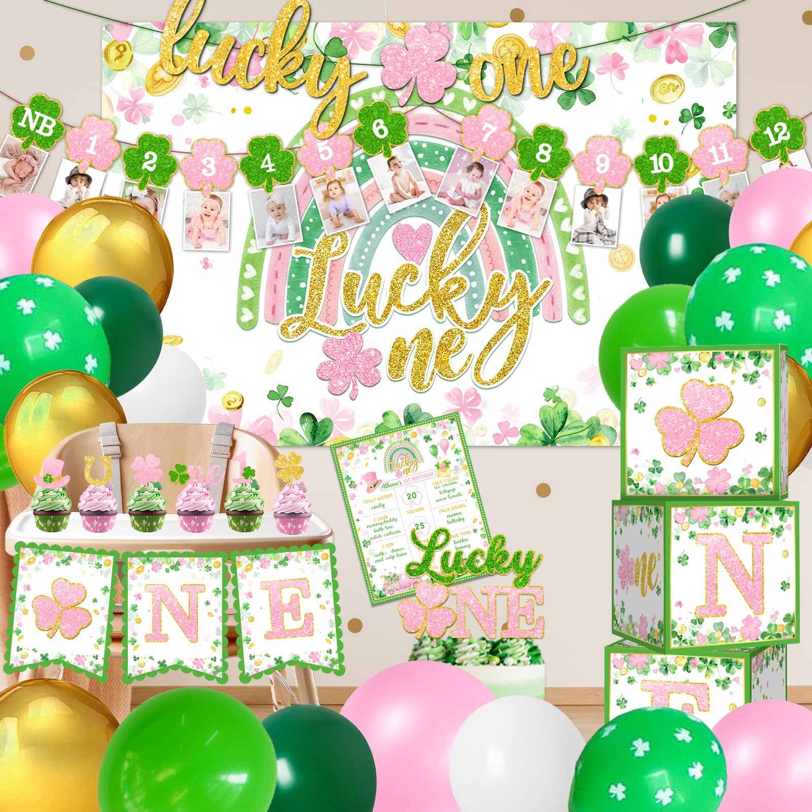 Lucky One Birthday AJH3 Decorations Girl, St Patricks Day Birthday ...