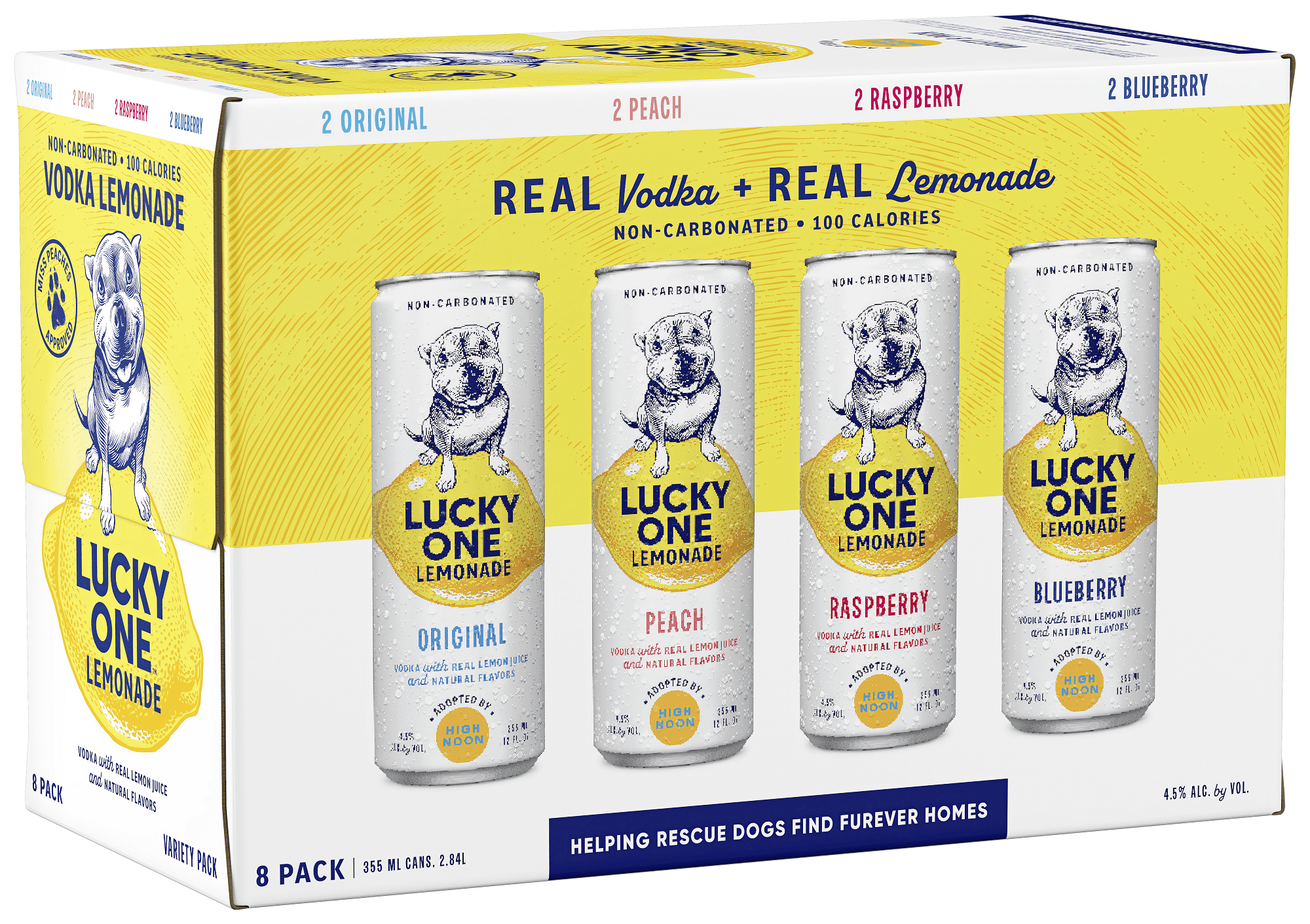 Lucky One Vodka Lemonade Variety Pack, 8 Pack, 12 fl oz Single Serve Cans, 355ml Serving Size ...