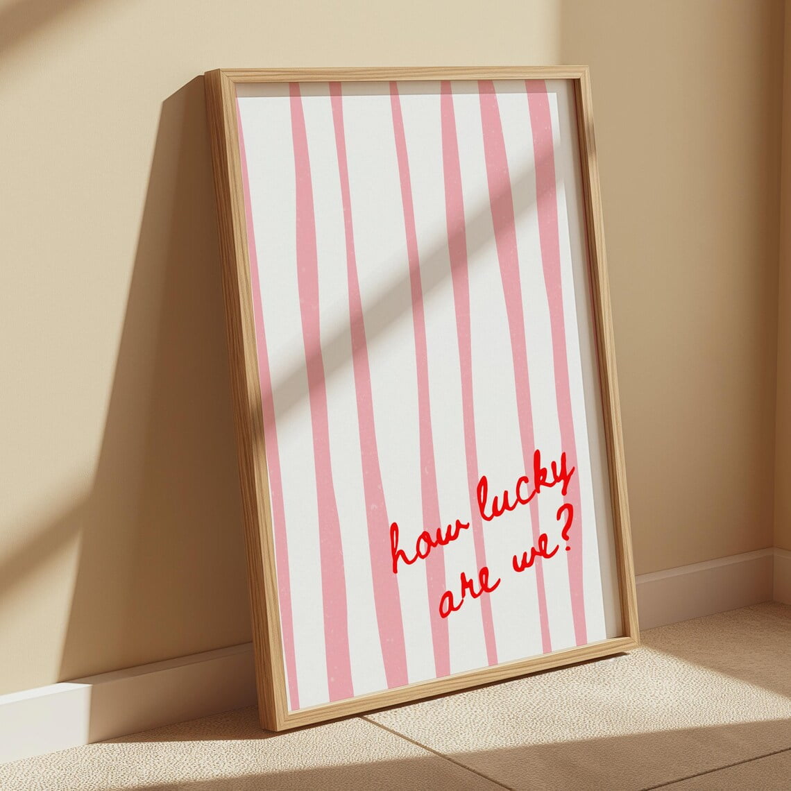 How Lucky Are We Print, Pink Striped Print, Retro Print, Trendy Preppy ...