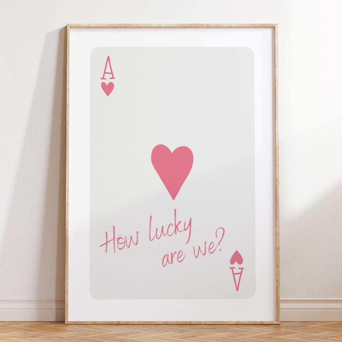 How Lucky Are We Print Pink Trendy Wall Art Playing Ace Card Preppy ...