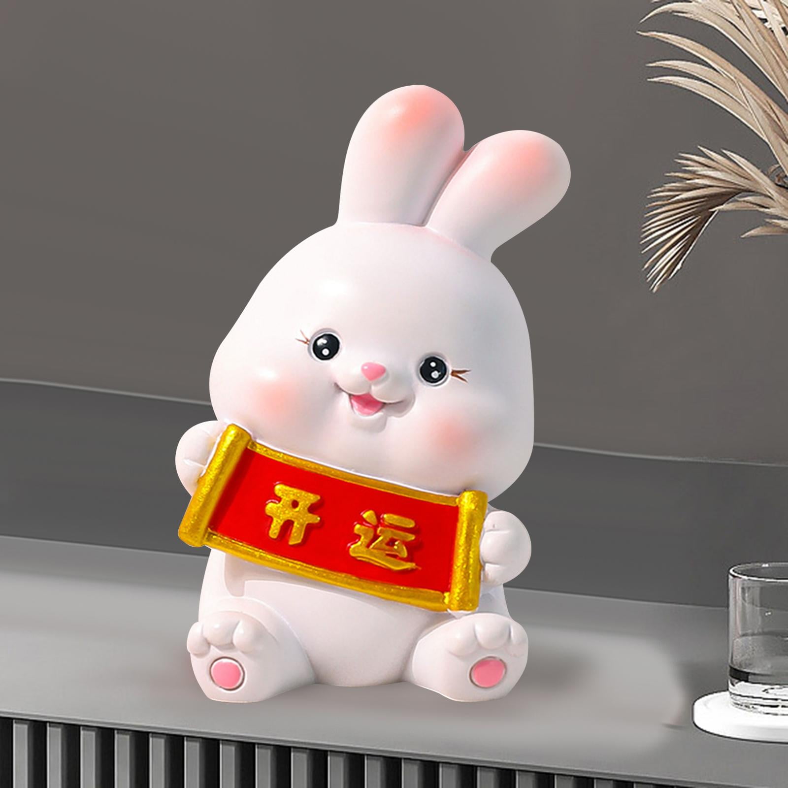 Lucky Rabbit Statue Bunny Figurines Decoration Sculptures for Living ...