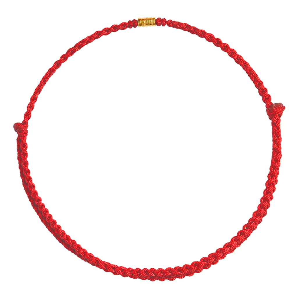 Lucky Red Rope Bracelet with Gold Beads Hand Braided Rope Thread ...