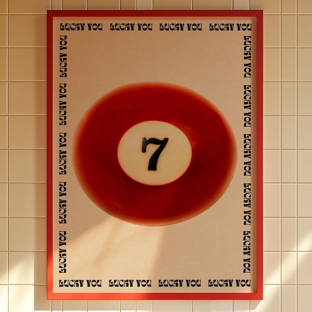 Lucky Seven Pool Ball, Aesthetic Apartment Art, Preppy Poster ...