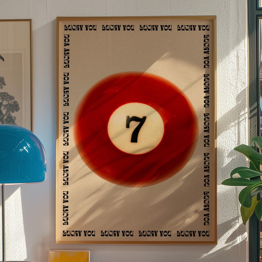 Lucky Seven Pool Ball, Aesthetic Apartment Art, Preppy Poster ...