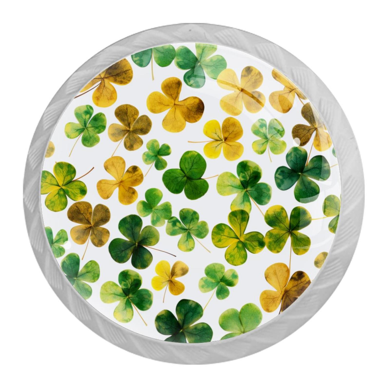 Lucky Shamrock Green Yellow Cabinet Knobs, Stainless Steel Kitchen ...