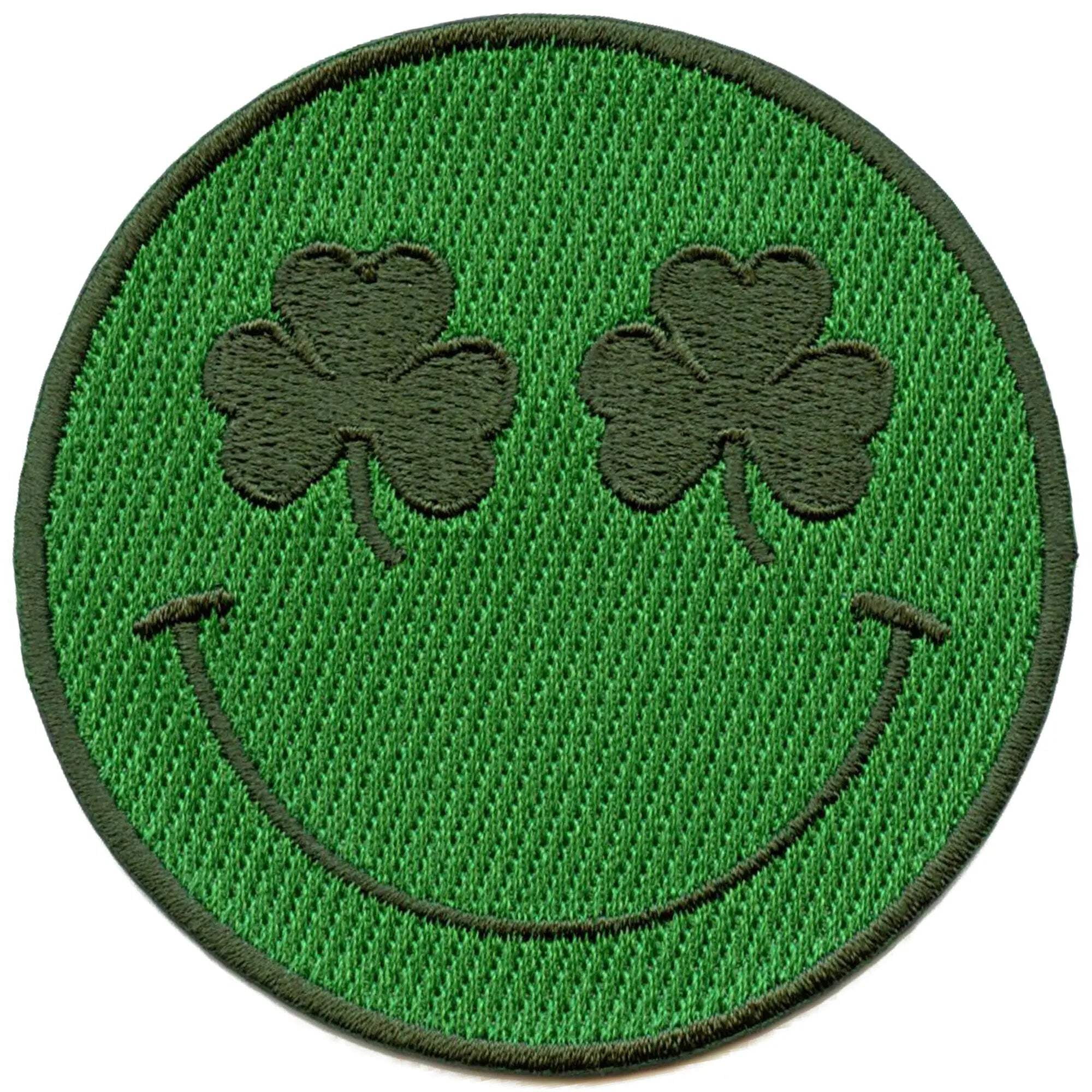 Lucky Shamrock Smiley Patch Irish Green Embroidered Iron On - Walmart.com