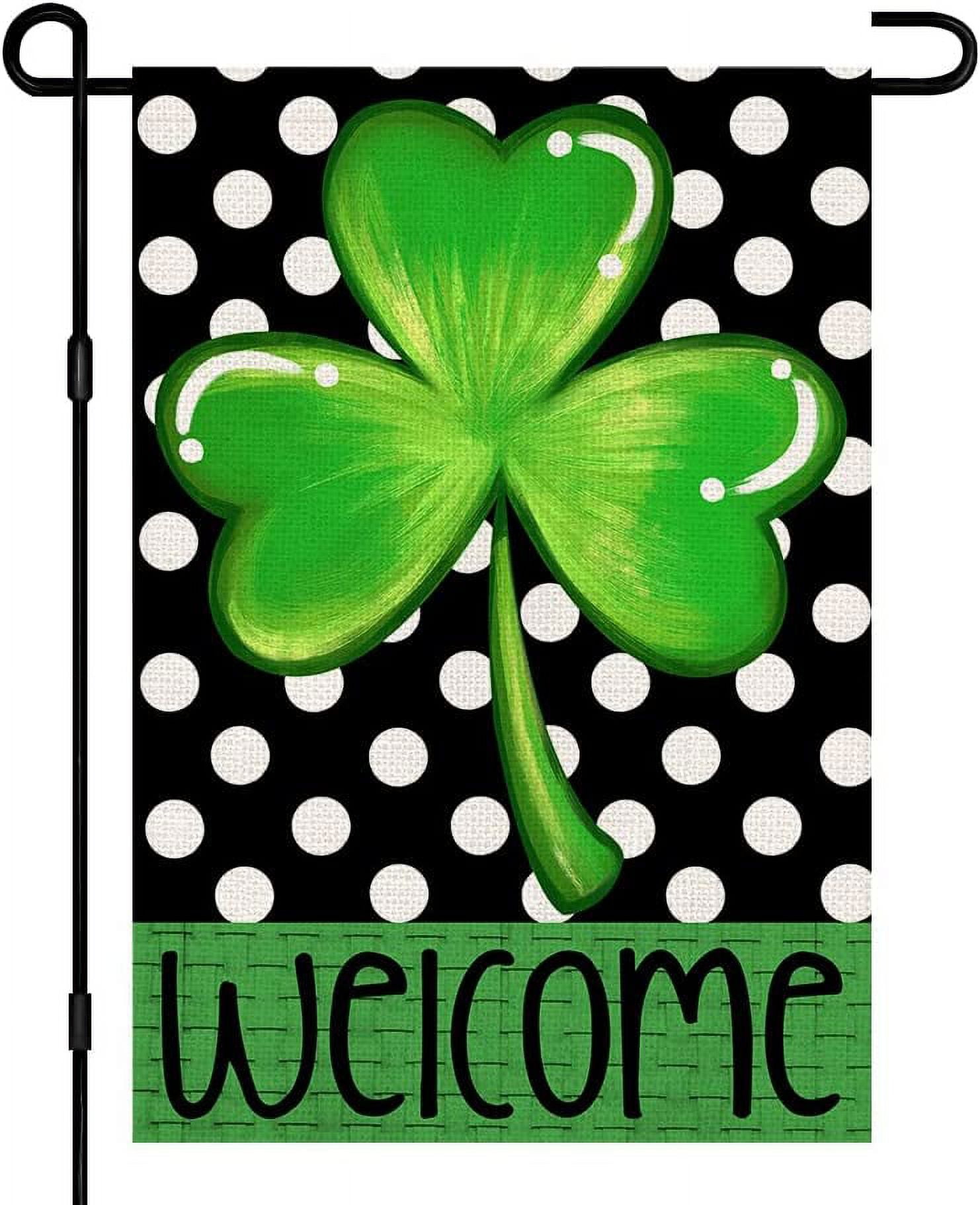 Lucky Shamrock St Patricks Day Garden Flag 12x18 inch Double Sided ...