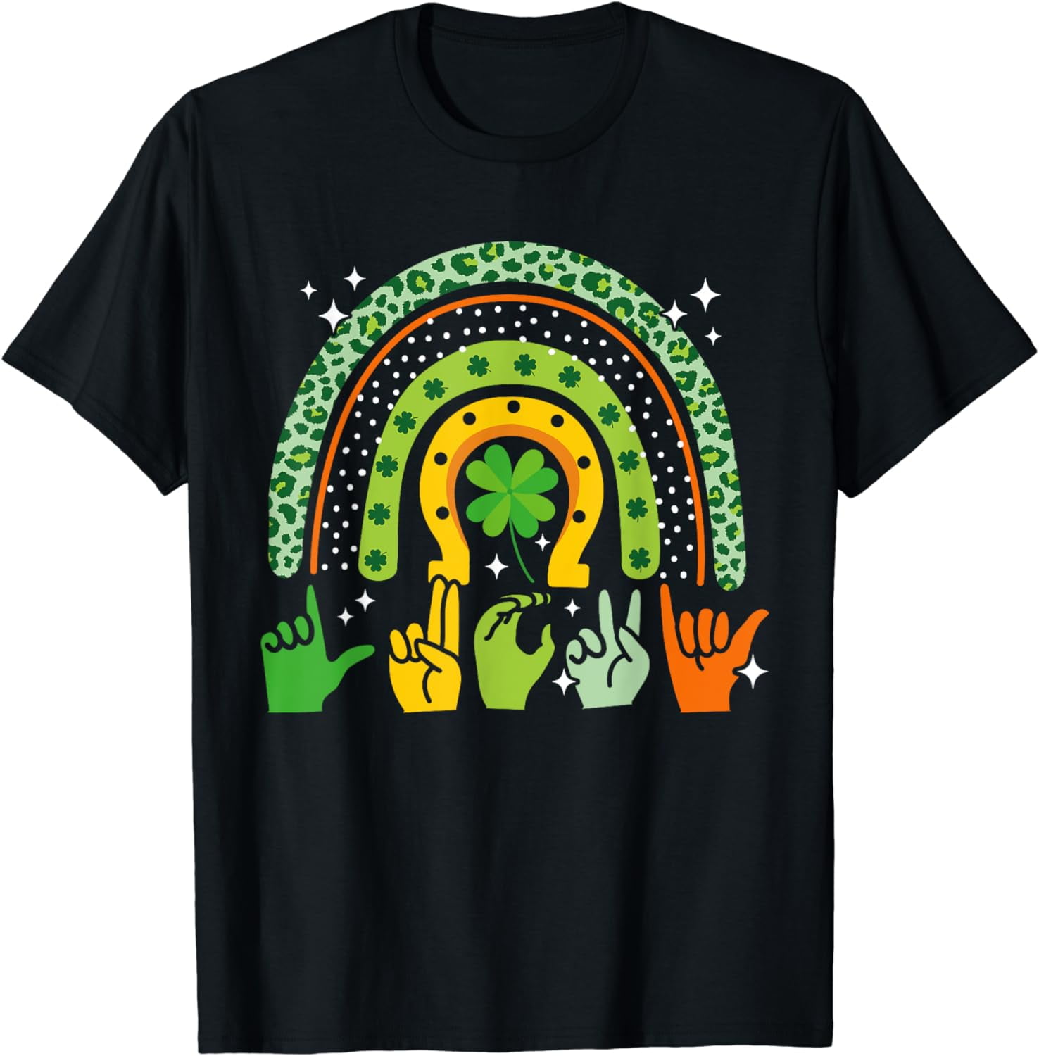 Lucky Sign Language Deaf St Patrick's Day Irish ASL Rainbow T-Shirt ...