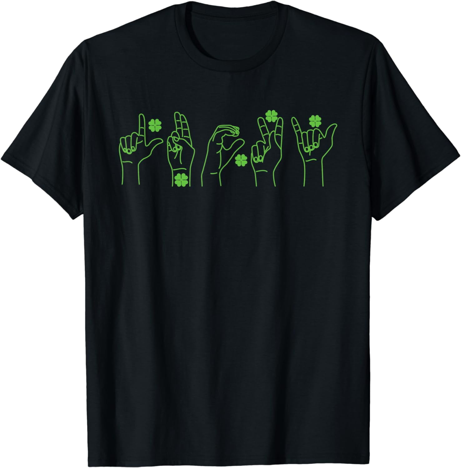 Lucky Sign Language Deaf St Patricks Day Irish Shamrock ASL T-Shirt ...