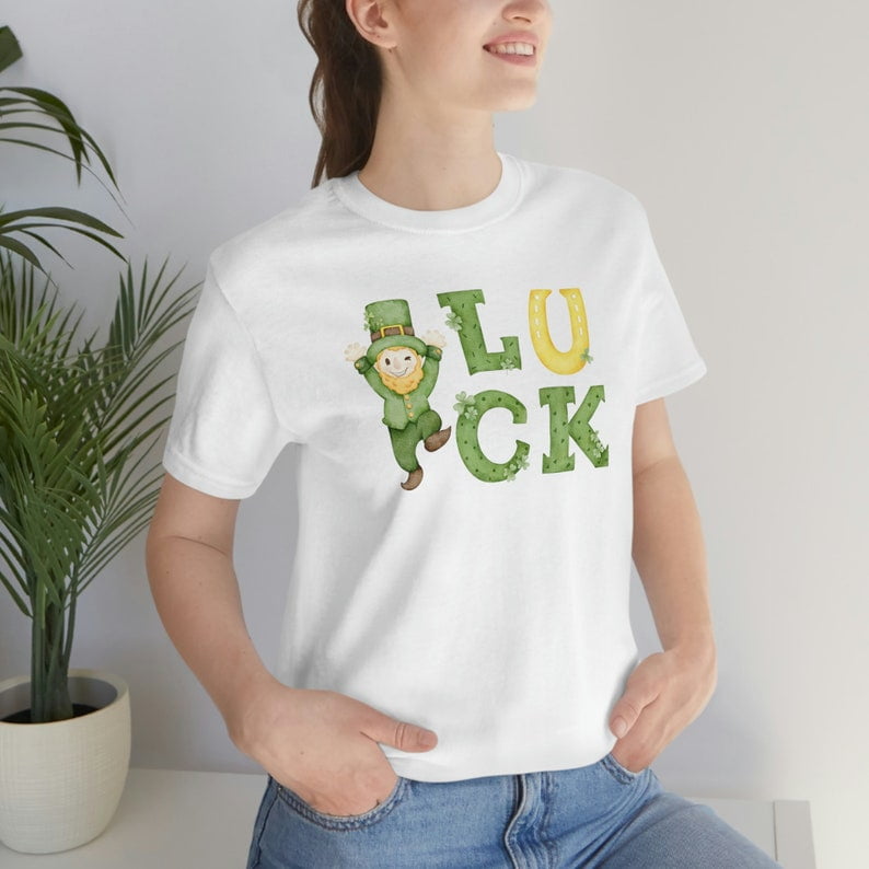 Lucky St. Patrick’s Day Shirt Leprechaun LUCK Green Irish Festive ...
