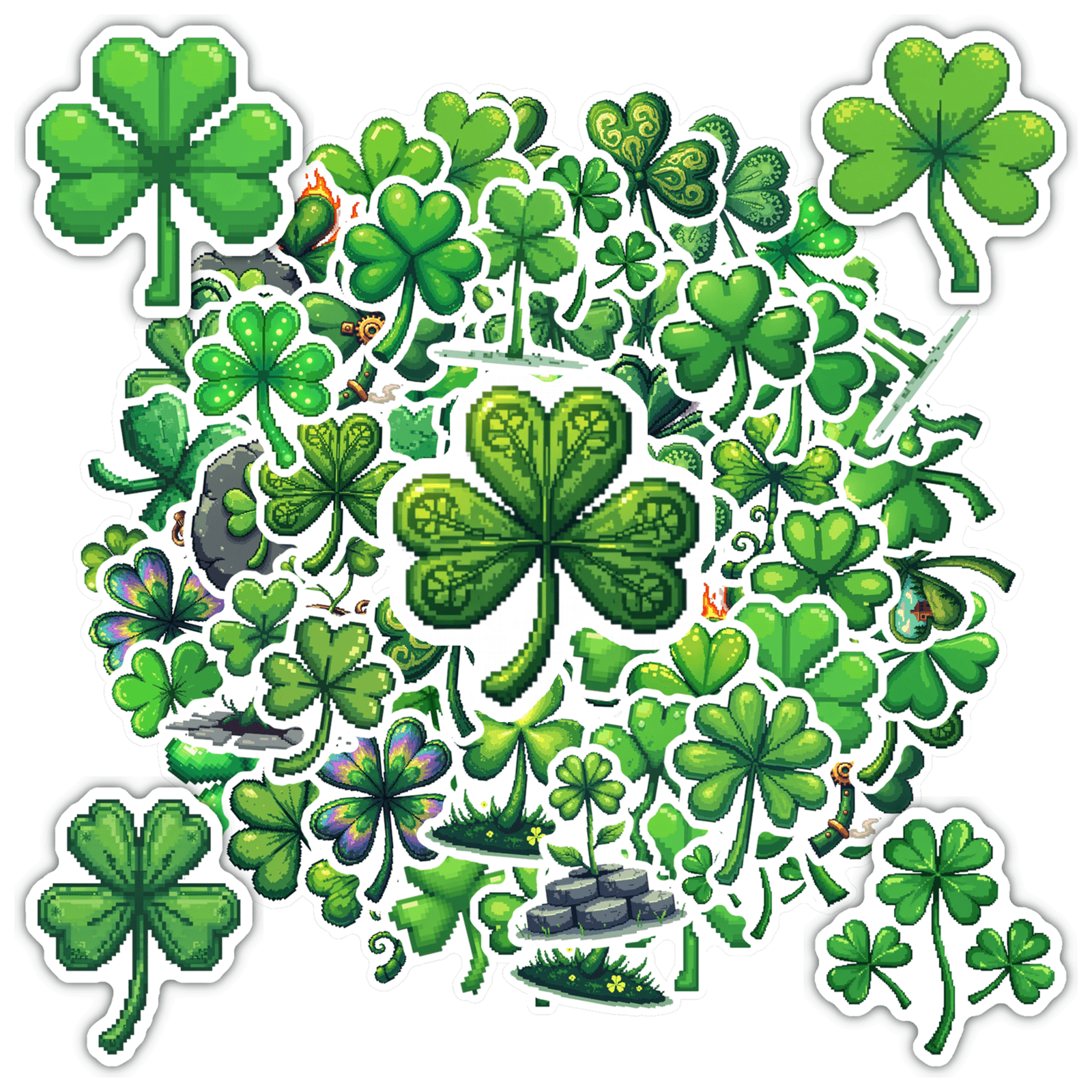 Lucky Stickers Stationery Sticker Green Clover Stickers PVC Sticker for ...