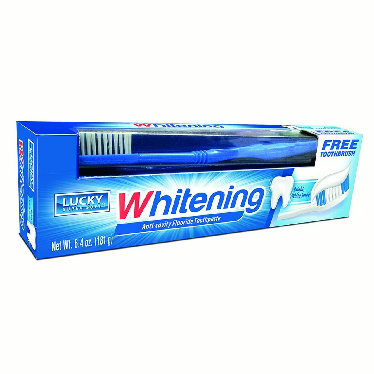 Lucky Super Soft Adult Toothpaste with Toothbrush, Whitening, 6.4 Oz ...