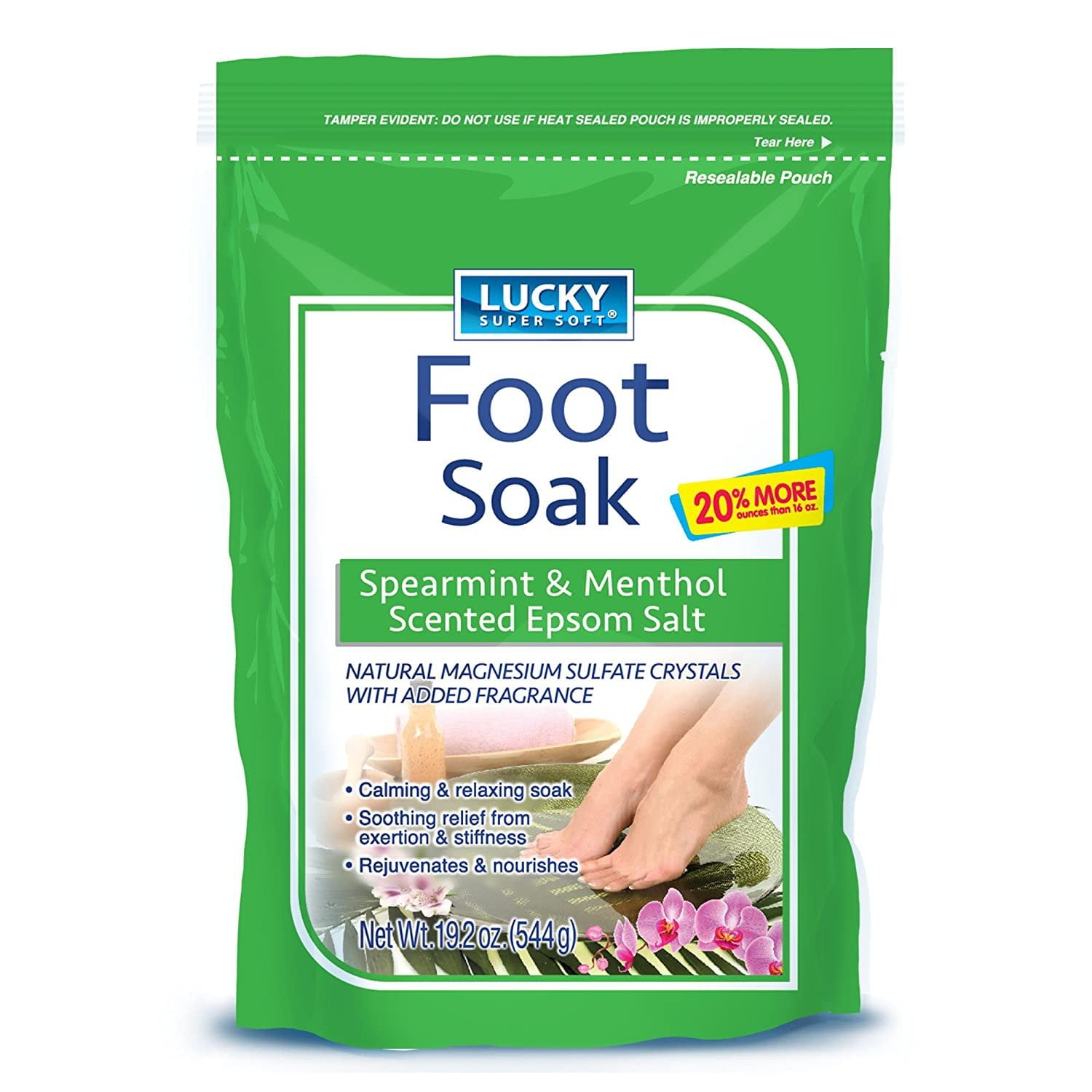Lucky Super Soft Foot Soak Spearmint & Menthol Epsom Salt, 19.2 Ounce ...