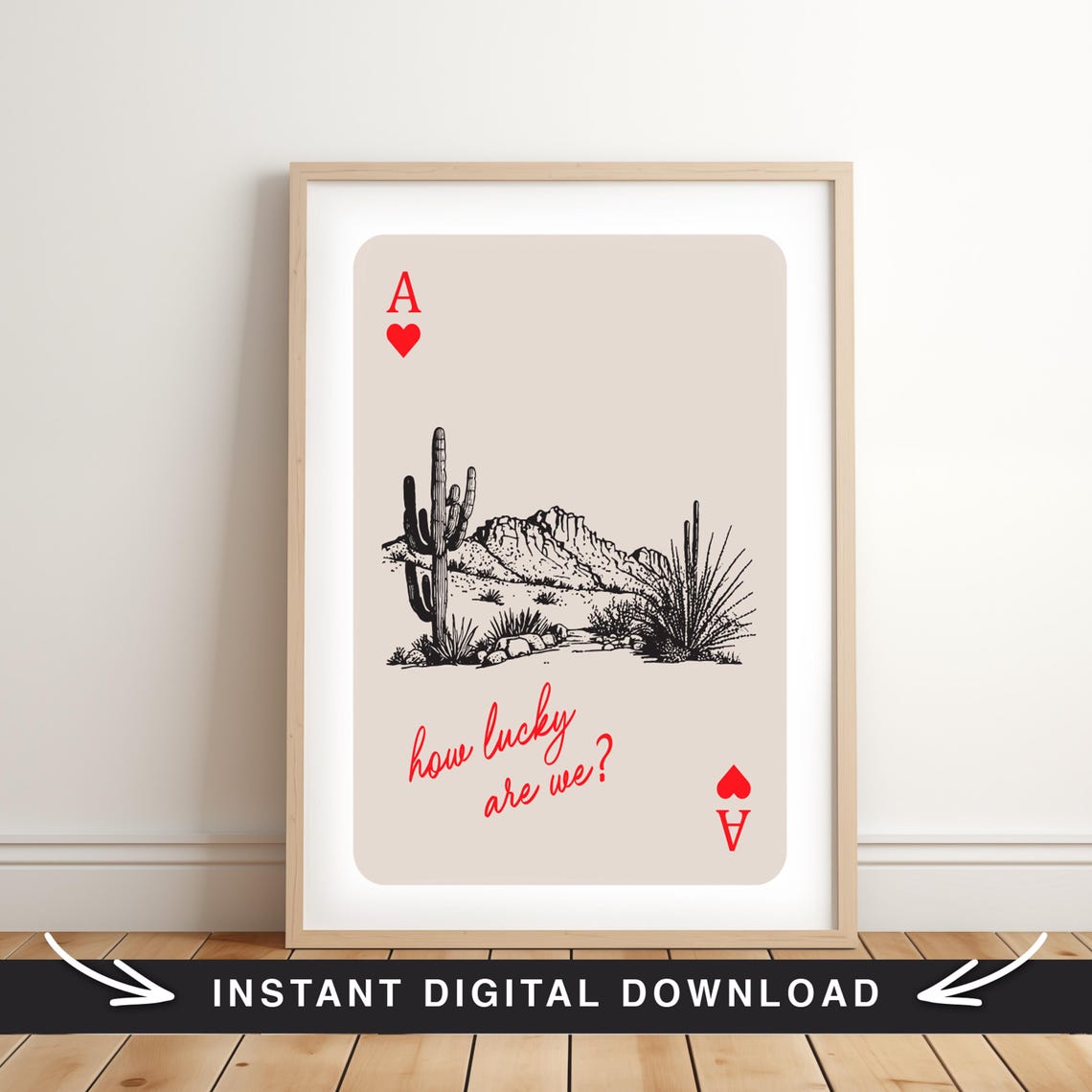 How Lucky Are We Western Poster Wall Art Ace Hearts Playing Card Poster ...