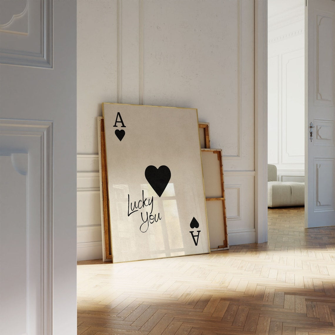 Lucky You Ace Of Hearts Poster, Motivational Quote, Downloadable Retro ...