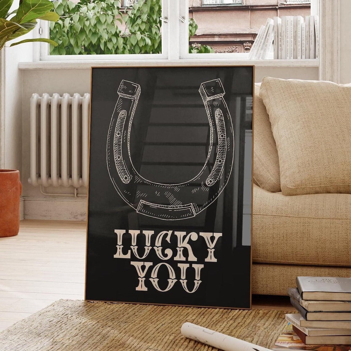Lucky You Horseshoe Western Wall Art Trendy Black White Wall Art Prints ...