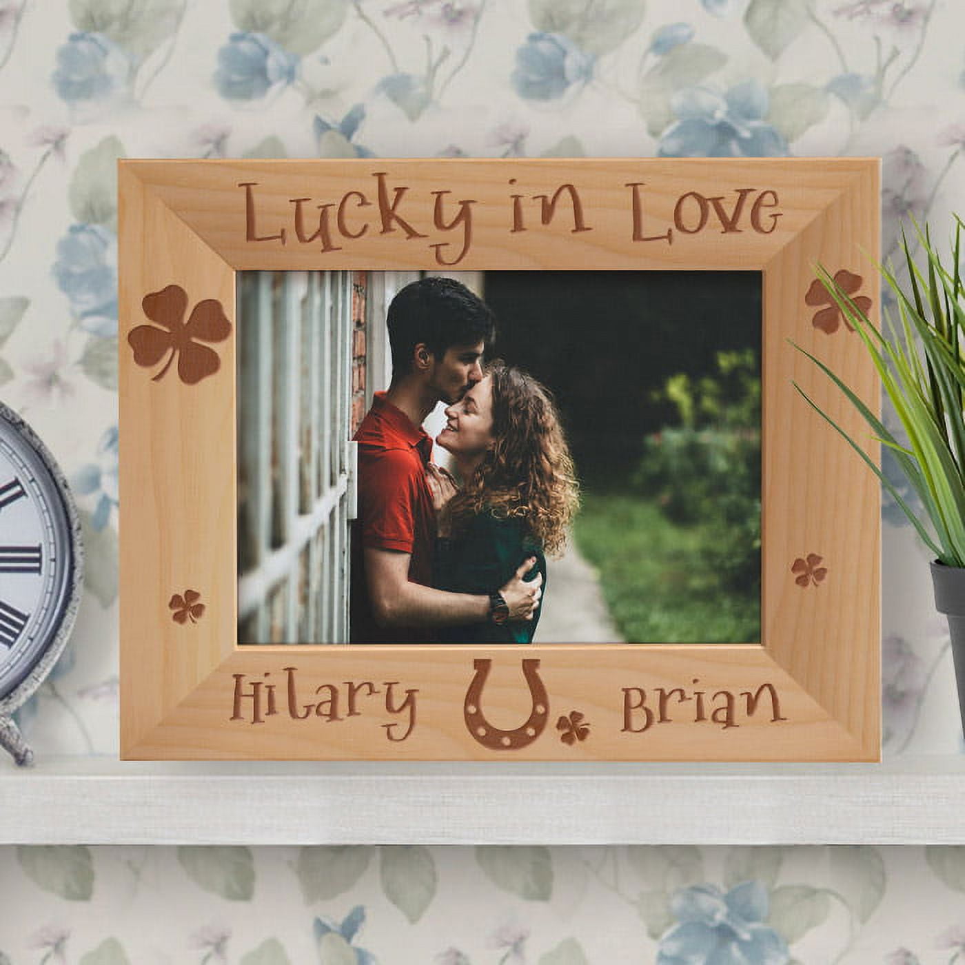 Lucky in Love Personalized Wooden Picture Frame-10" x 8" Brown ...