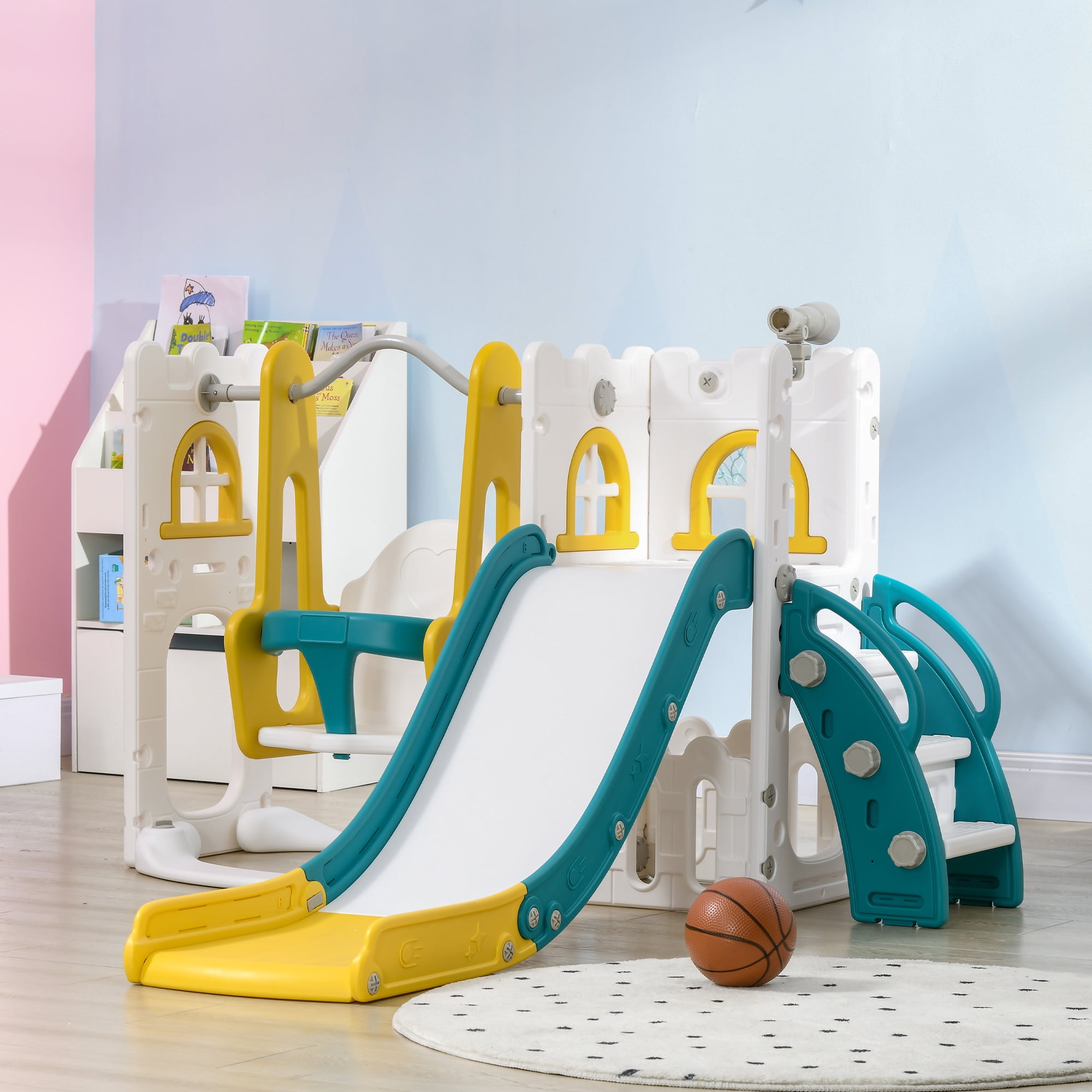 【LuckyNote】6 in 1 Toddler Slide and Swing Set, Baby Slide for Age 1-3 ...