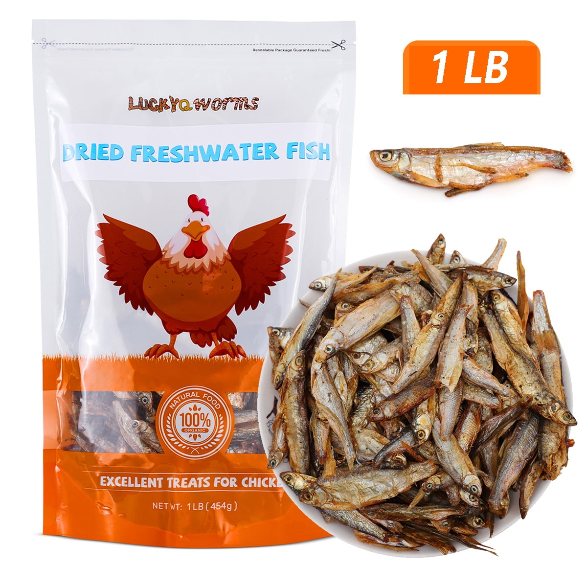 LuckyQworms 1LB Dried Freshwater Fish: 30% High-Protein Calcium-Rich ...