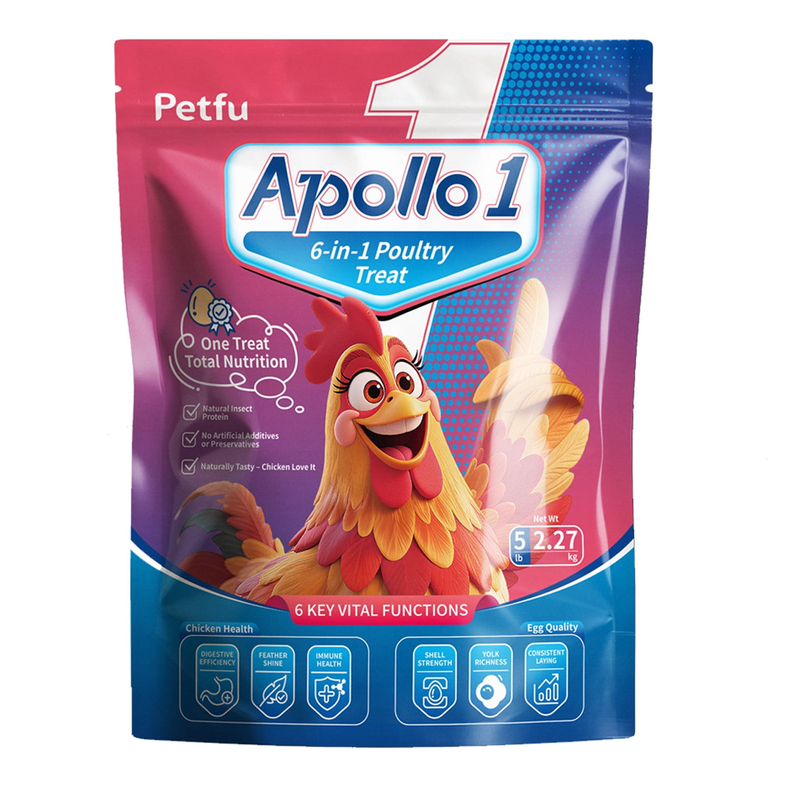 LuckyQworms Apollo 5 lb Non-GMO Poultry Treats 100% Natural 6-in-1 ...