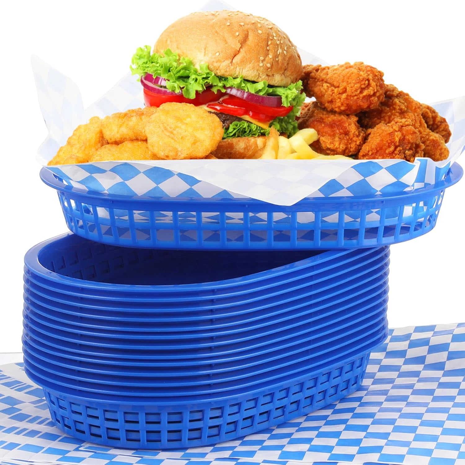 LuckySunDecorQZ plastic food basket, fast food basket, burger basket, 9 ...