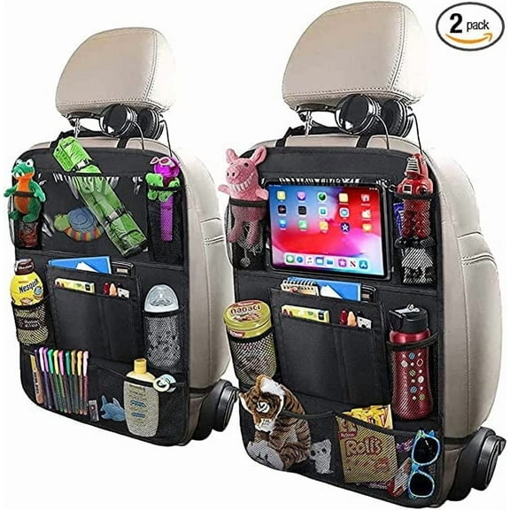 2 Pack Car Backseat Organizer with Touch Screen Tablet Holder,6 Storage ...