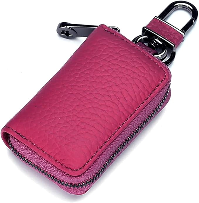 Luckybay Leather Car Key Case Holder – Compact Zippered Auto Key Fob ...