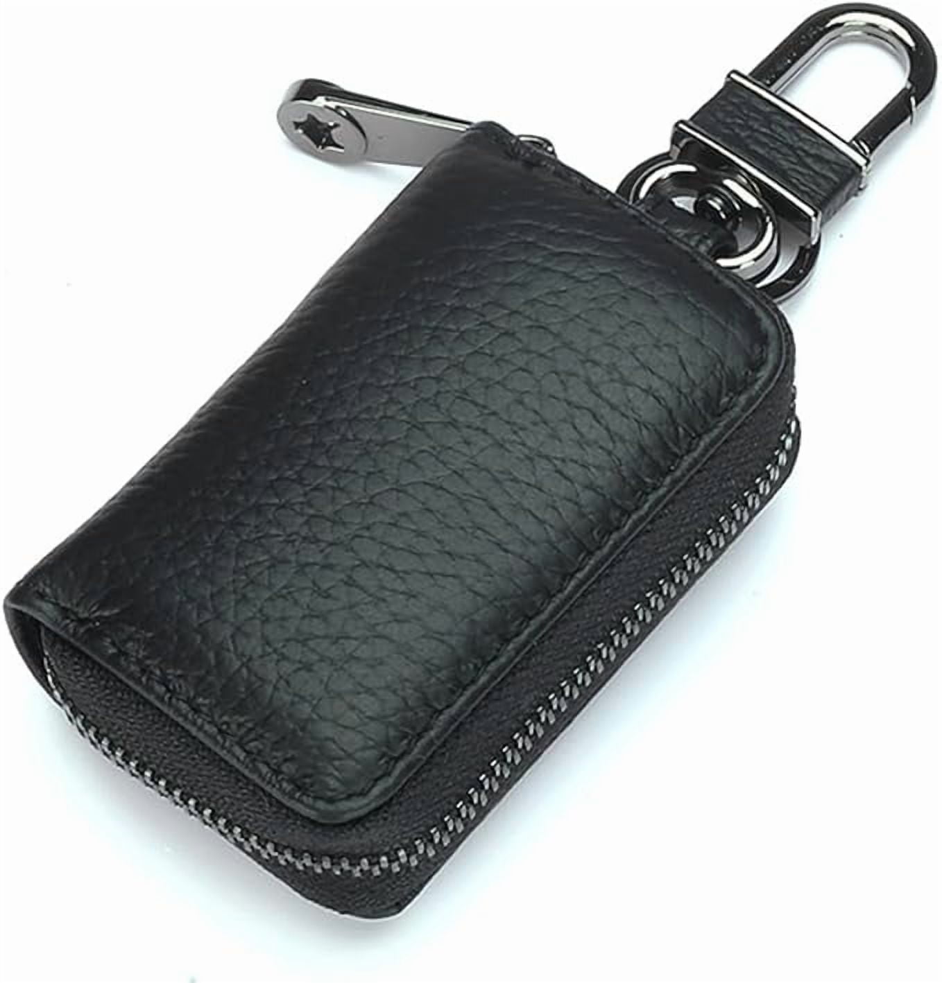 Luckybay Leather Car Key Case Holder – Compact Zippered Auto Key Fob ...