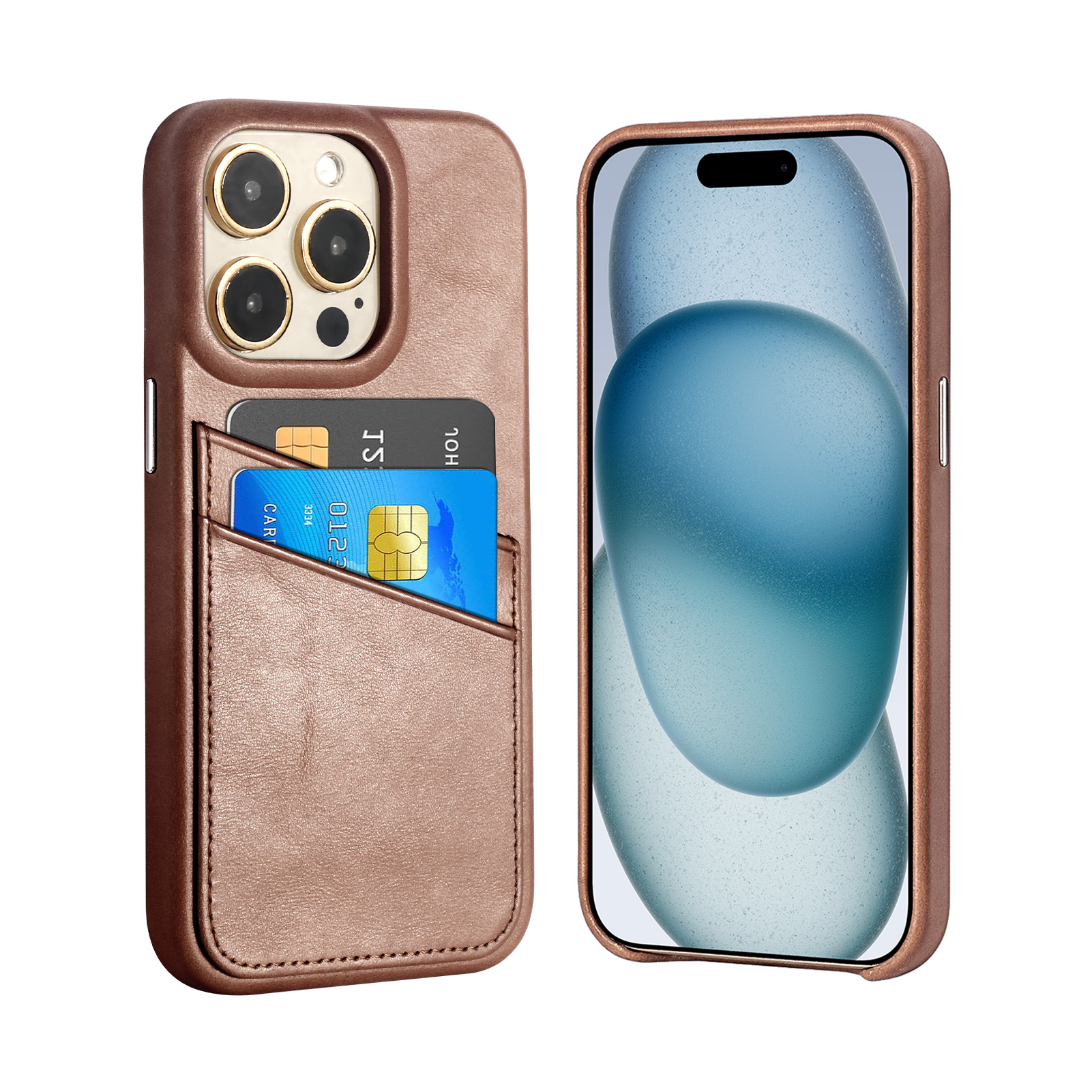 6.5-inch Vertical Brown PU Leather Universal Cell Phone Wallet Holster ...